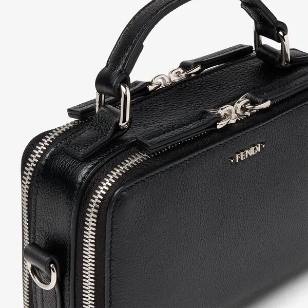 Fendi Phone Camera Case Black Full-grain Leather Bag